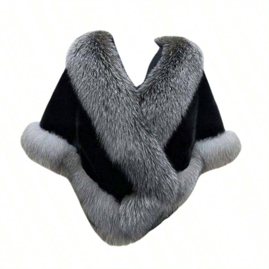 Women's Fluffy Coat Wedding Cloak Cape Shawl For Evening Party ...