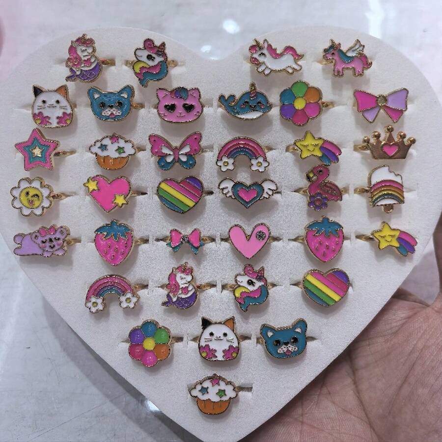 Zinc Alloy Rings For Girls, Adjustable Student Rings, Gifts For ...