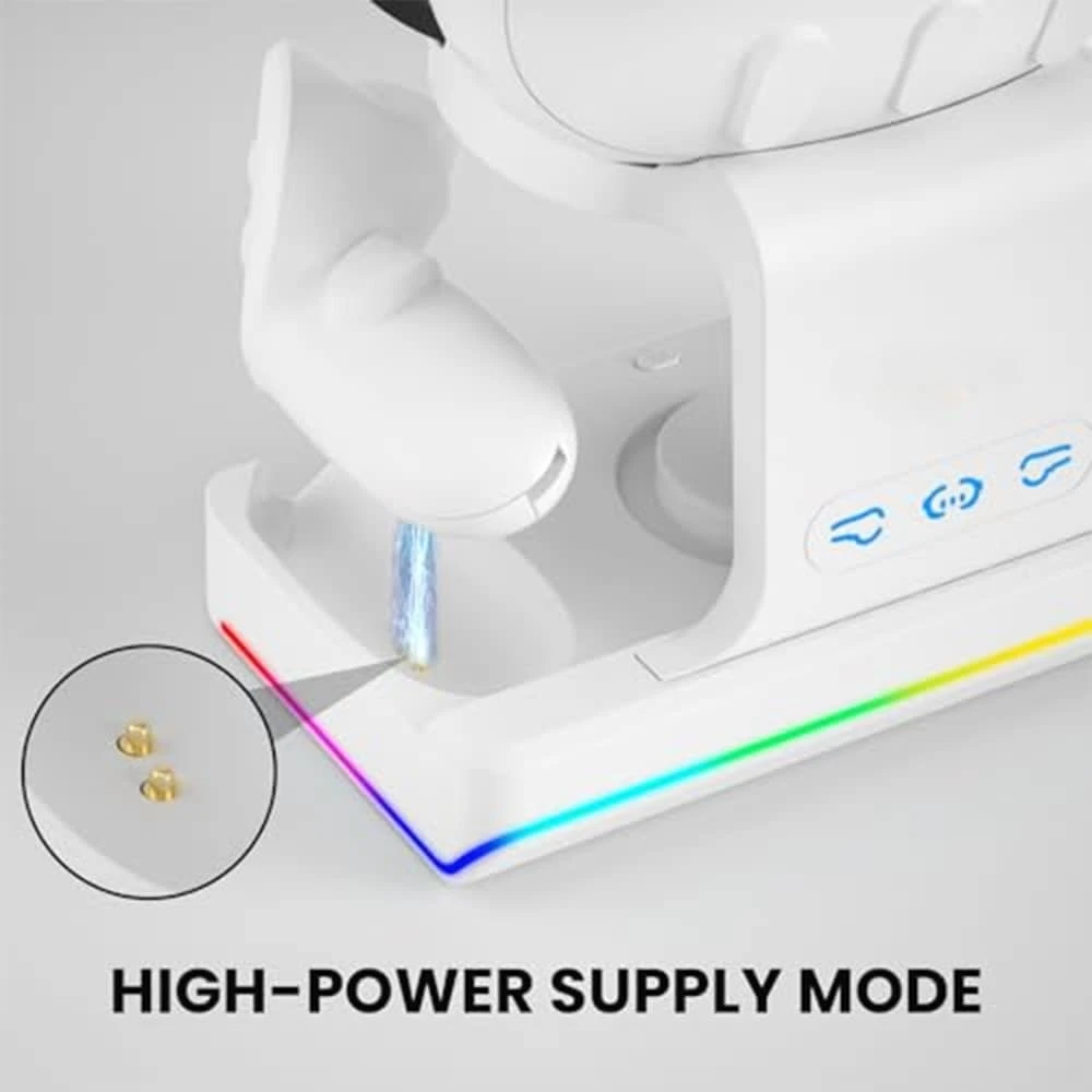 VR Headset & Controllers Wireless Charging Stand With RGB LED Light 2 Rechargeable Batteries For ...