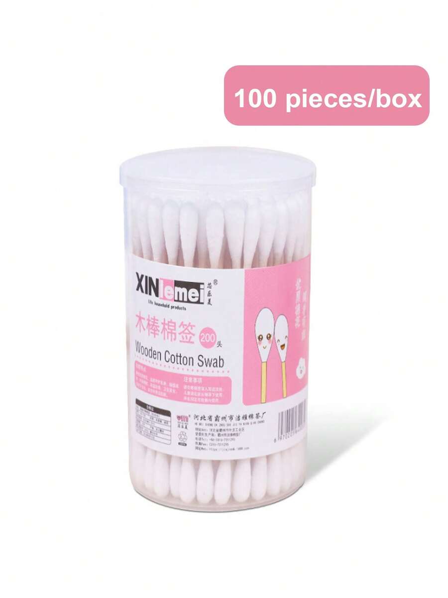 1 Box Of 100 Baby Cotton Swabs, Portable Box Type, Children's Ear And ...