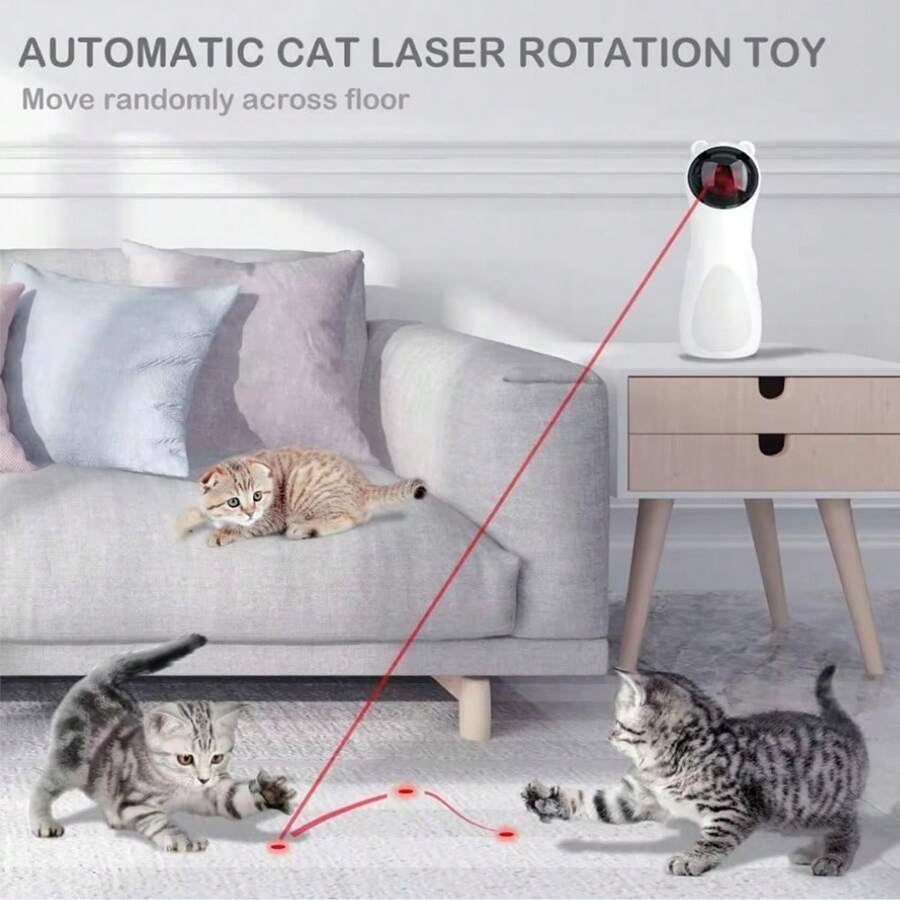 Amusing Automatic Laser Cat Teaser Toy, Interactive Rotating Laser Cat ...
