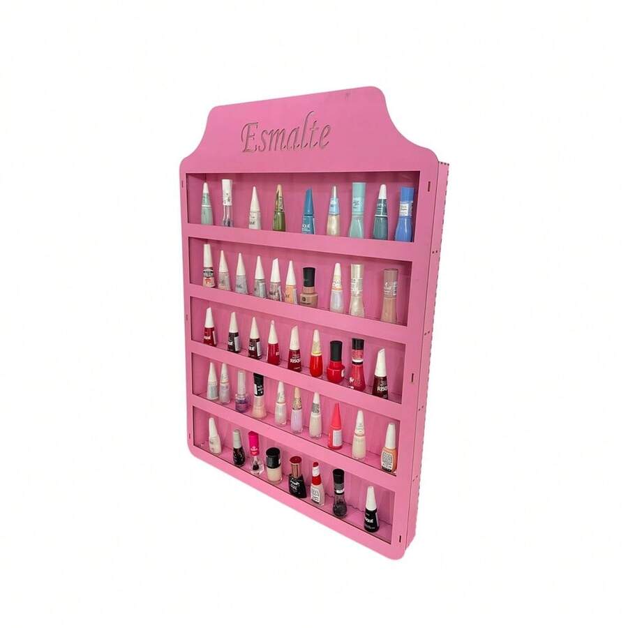 Decorative Nail Polish And Lipstick Shelf 100 Units 70x50 Pink In MDF ...
