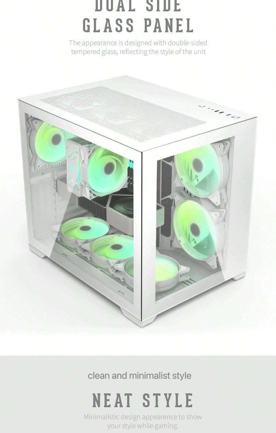 aigo Aigo C305 Dual Tempered Glass Computer Case - Mid Tower PC Gaming ...