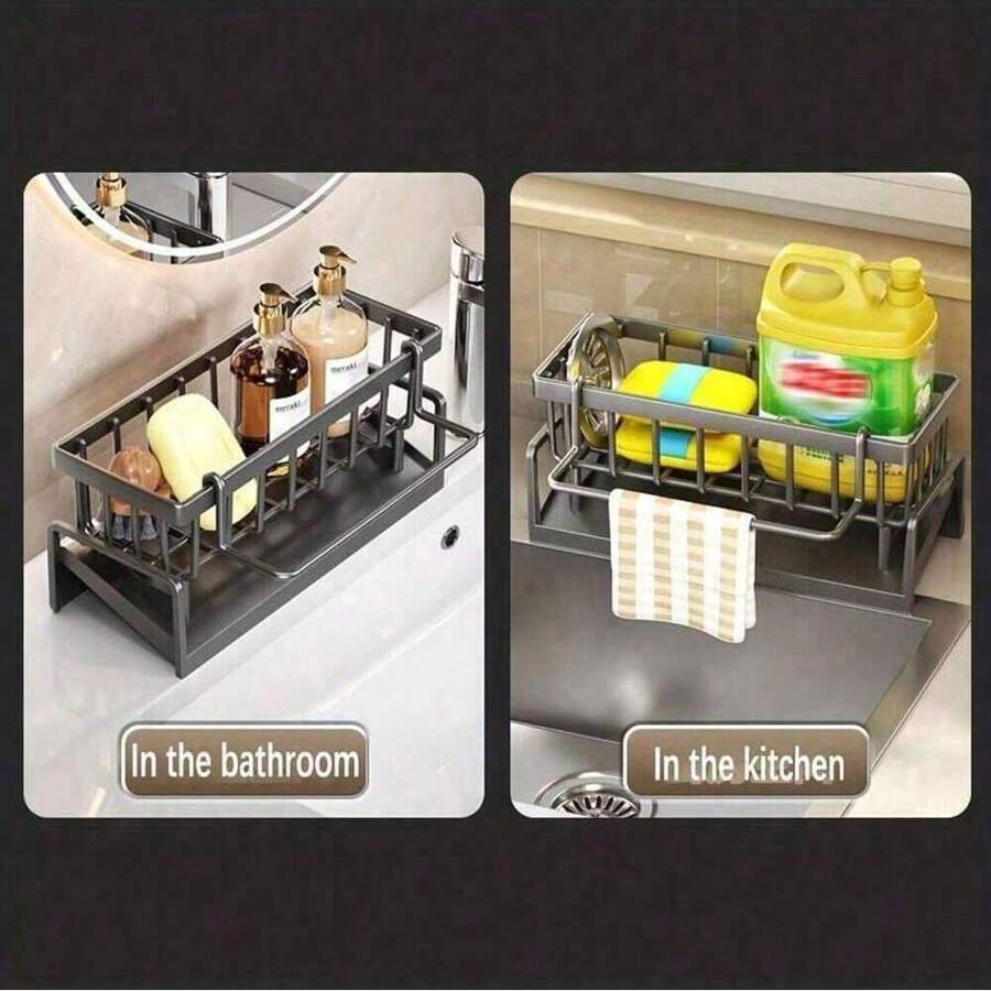 1 Multi-Functional Sink Drain Rack Dishwashing Liquid Sponge Rag Rack ...