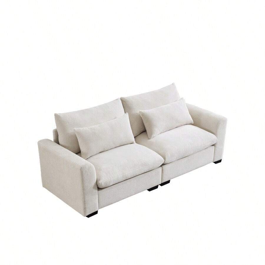 Beige Corduroy Sofa Couch, Deep Seat Couches For Modern Living Room/Apartment/Office | SHEIN USA