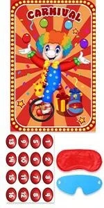 Circus Party Games, Pin The Noses On The Clown With 32 Pcs Nose ...