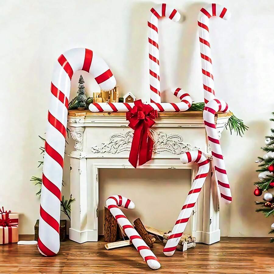 Inflatable Candy Cane, Giant Christmas Tree Ornament, Fireplace Decor ...