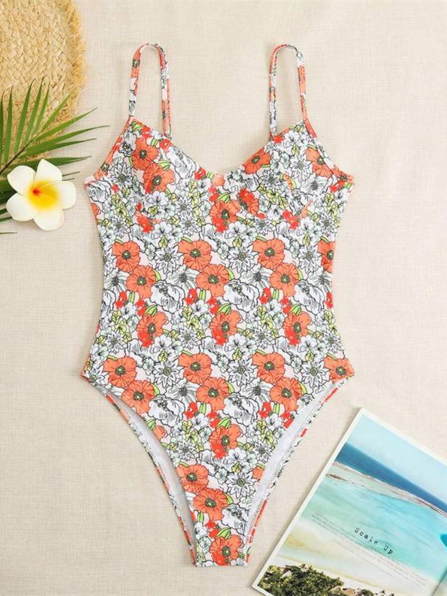 anna-kaci Floral Underwire Lined Cheeky One-Piece | SHEIN USA