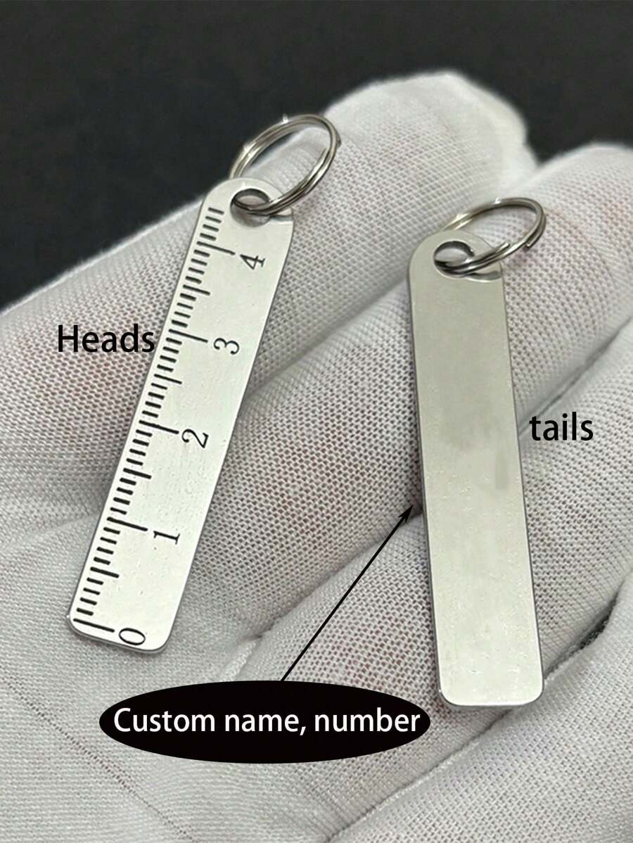 Custom Creative Engraving Name, Anti-Loss Number Plate, Measuring Small Ruler Key Ring | SHEIN USA