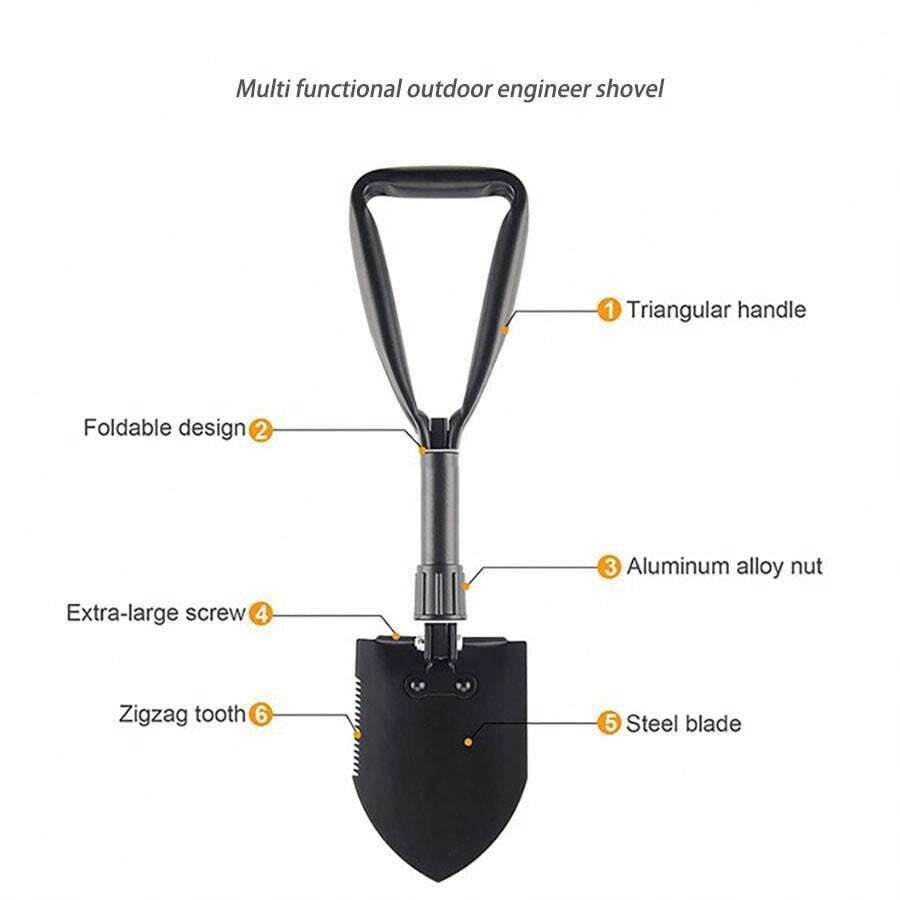 Multipurpose Folding Army Shovel, Medium Size Iron Spade, Portable ...