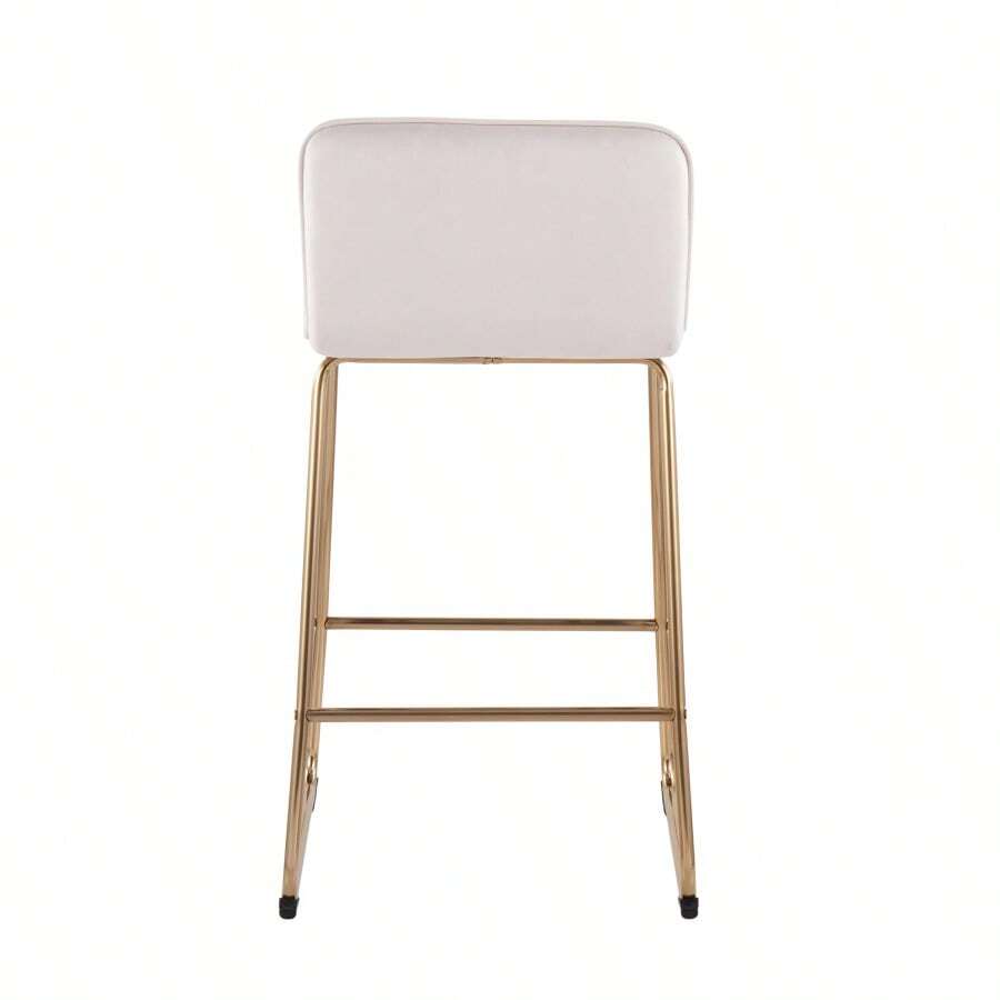 Casper Fixed-Height Contemporary Counter Stool In Gold Metal And Cream Velvet By LumiSource ...
