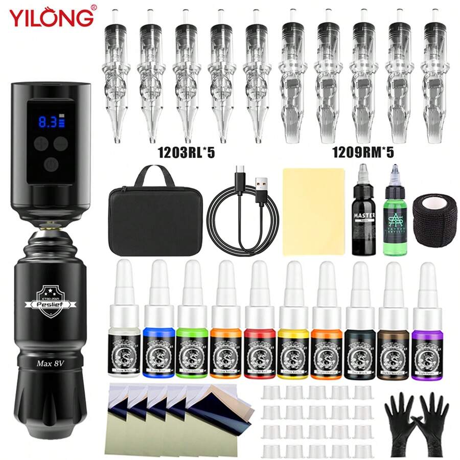 YILONG YILONG Portable Tattoo Machine Kit, Wireless Tattoo Pen Kit ...