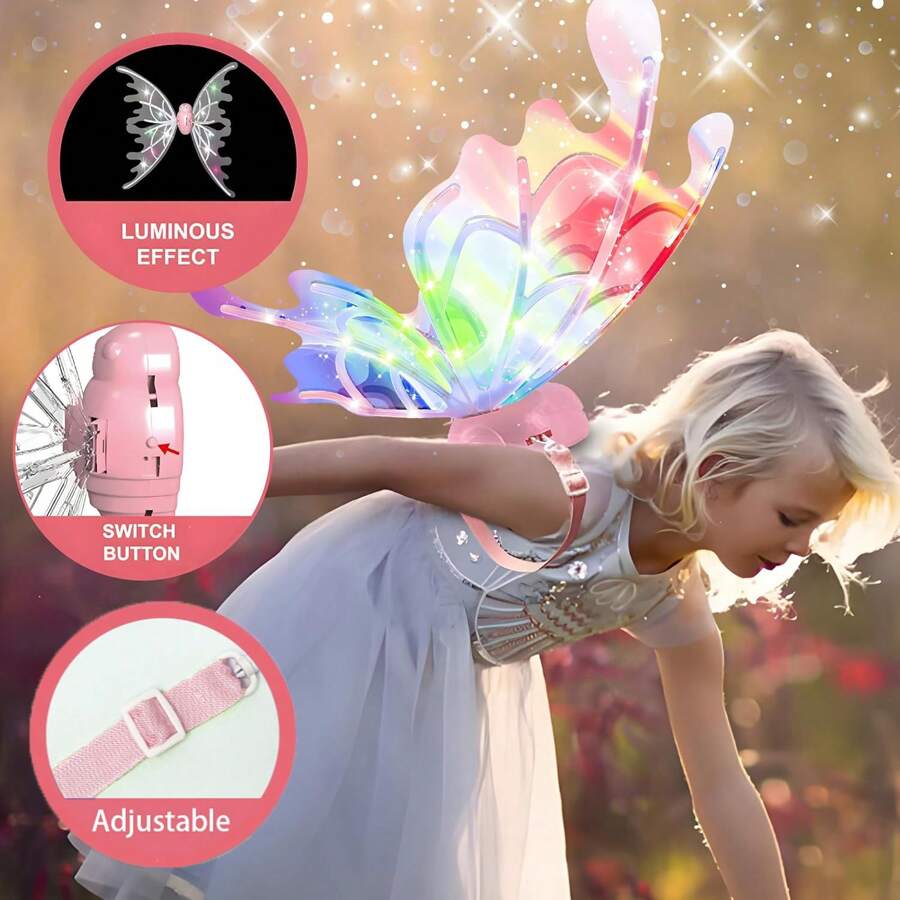 Girls' Electric Fairy Wings With Flapping Butterfly Design, LED Light ...