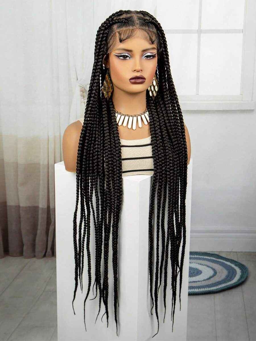 Box Braided Wigs Lace Front Knotless Box Braids Full Lace Frontal Wig ...