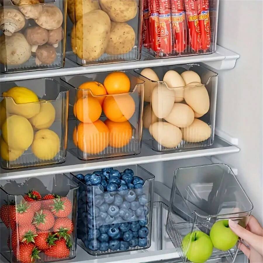 Transparent Plastic Refrigerator Storage Containers, Stackable Fridge ...