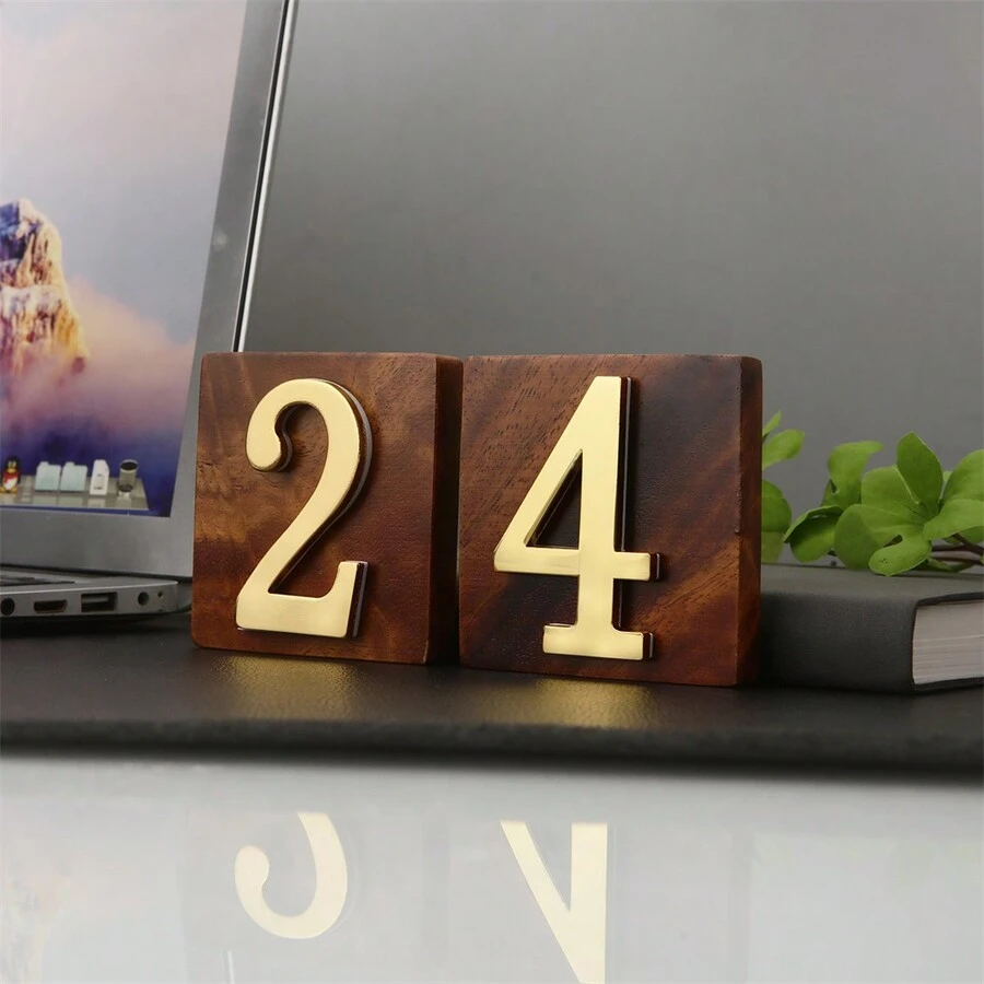 Square Solid Wood Dining Table Number Plate, Peel & Stick, No Drilling ...