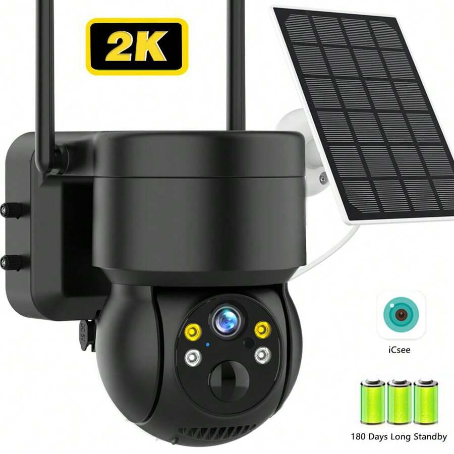 Caméra solaire extérieure sans fil PTZ IP, avec WiFi 2K, 4MP HD ...