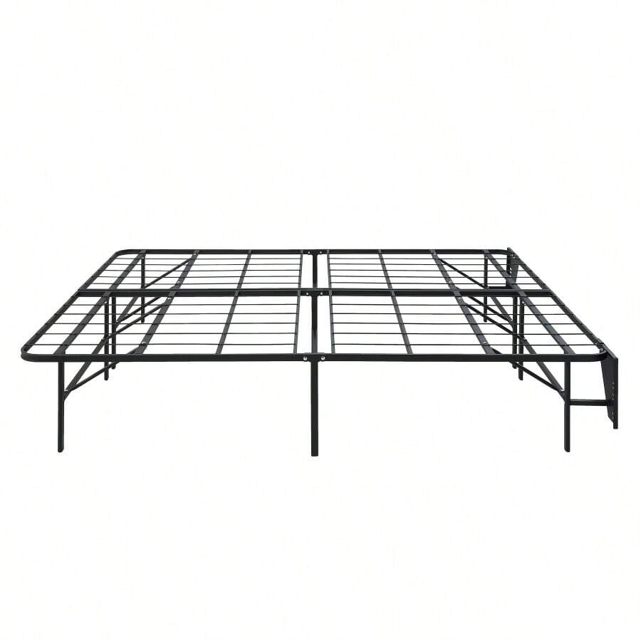 Black Metal Platform Foldable Bed Frame Full Size, Toolless High ...