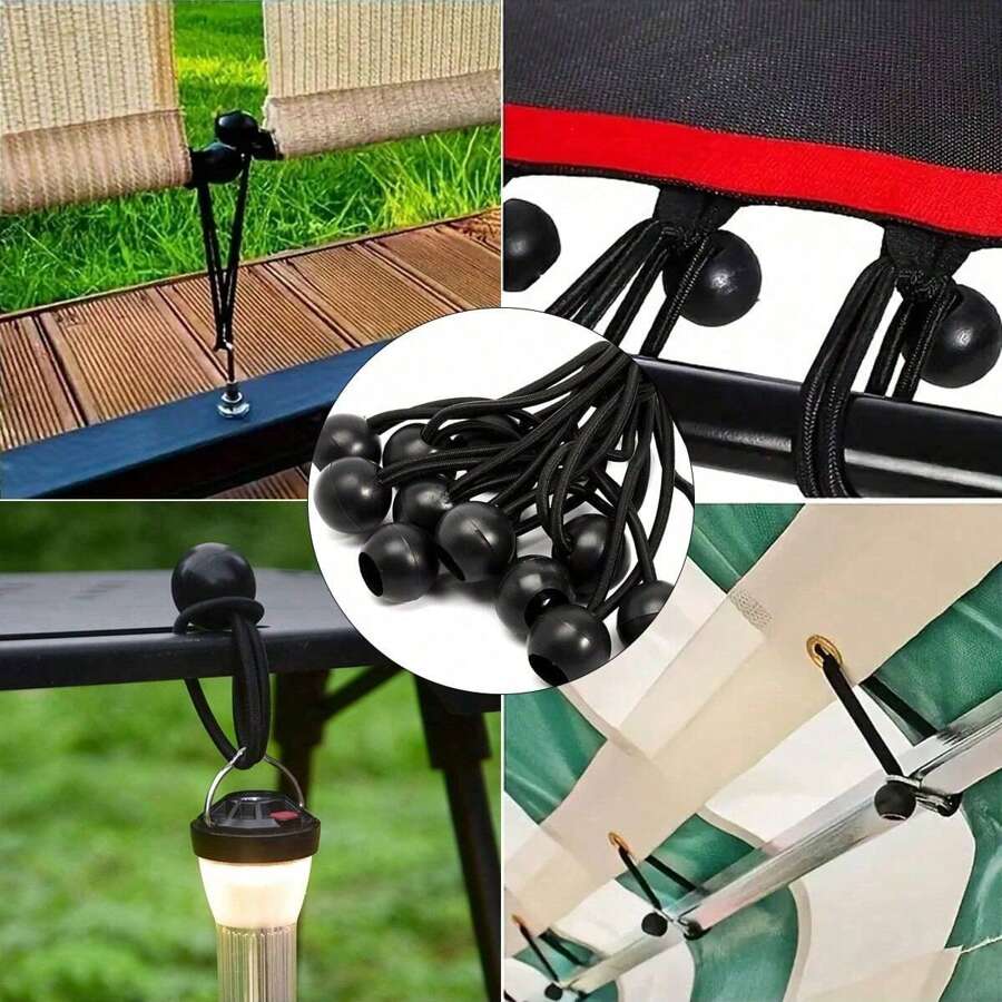 8pcs Black Latex Ball End Bungee Cords, Outdoor Tent Tie Down Highly ...