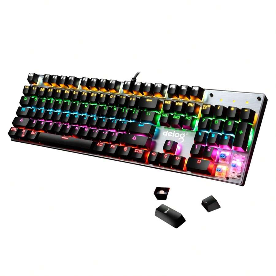 Teclado mecánico para gaming con cable, interruptores azules, 104 ...