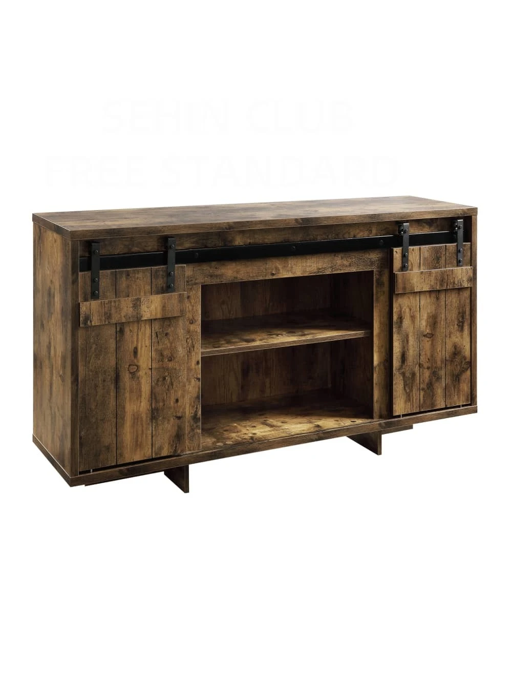 Rustic Oak TV Stand With 2 Barn Doors,Fiah | SHEIN USA