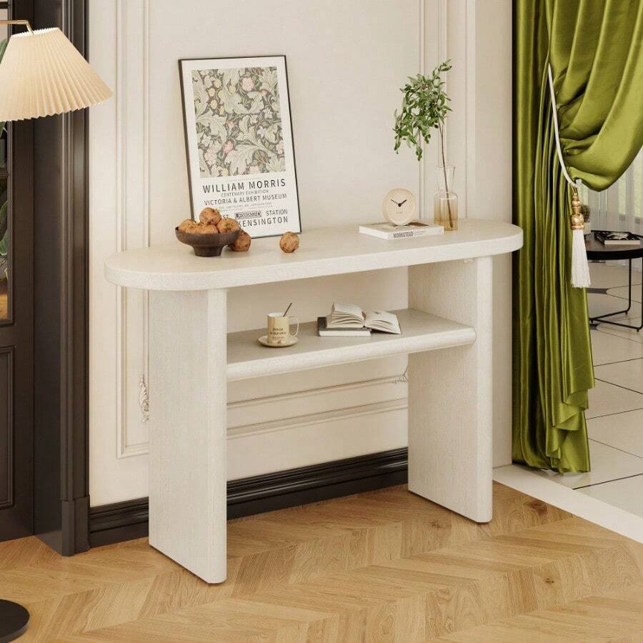 TREXM Elegant Minimalist Console Table With Rounded Edges And Sturdy ...