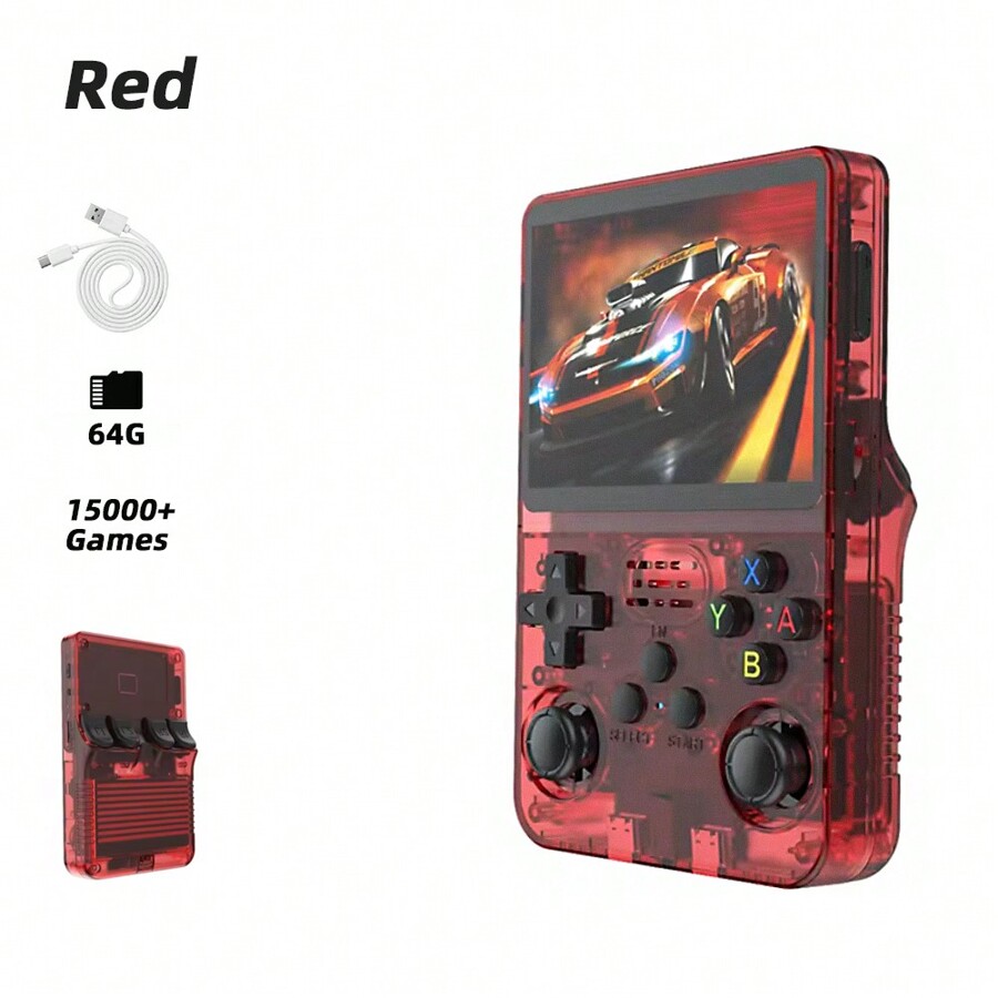 NEW Red R36S Retro Handheld Game Console Linux System 3.5 Inch IPS ...