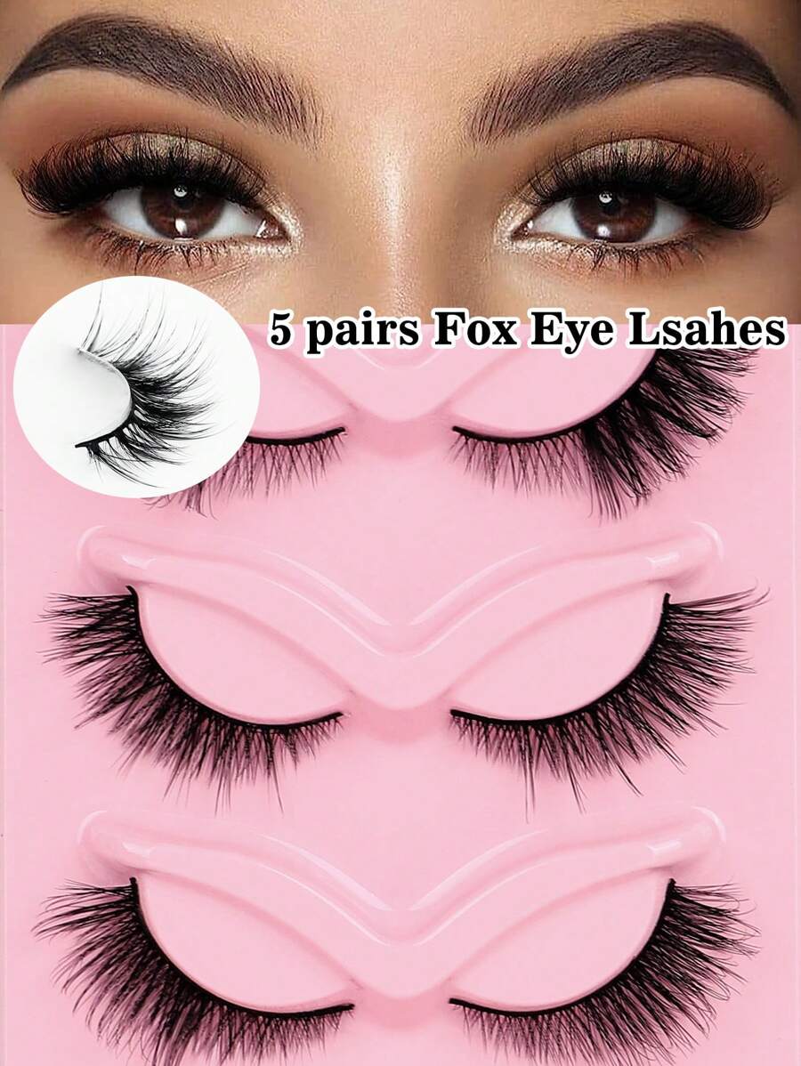 5 Pairs Of Mixed Fox Eyelashes, Different Styles - Elongating, Criss ...