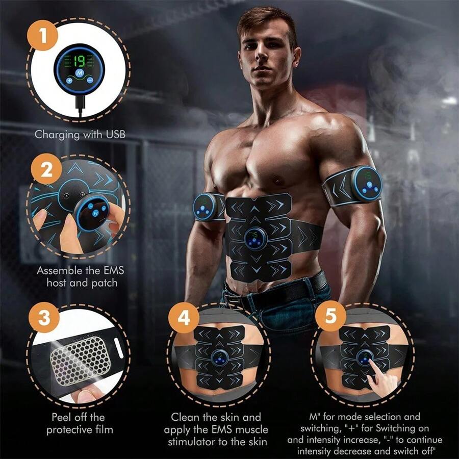 EMS Abdominal Muscle Patch Exercise And Fitness Muscle Trainer Abdominal Massage Device To ...