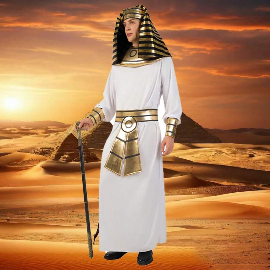 Men Egyptian Costume Role Play Egyptian Pharaoh Robe For Adult ...