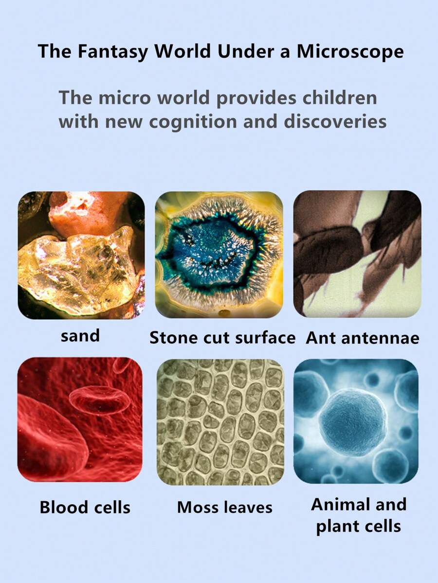 Kids Portable Handheld Microscope: LED Light, 60X-120X Zoom ...