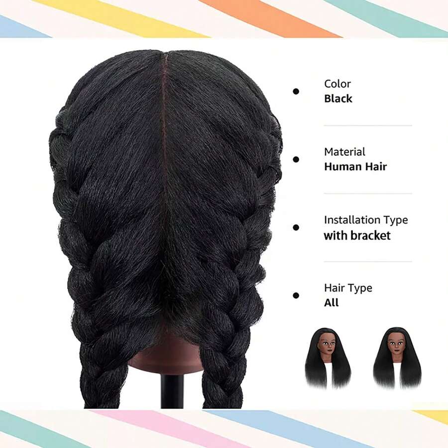 12 Inch Black Color Wig Training Head Model Mannequin With Stand, For ...