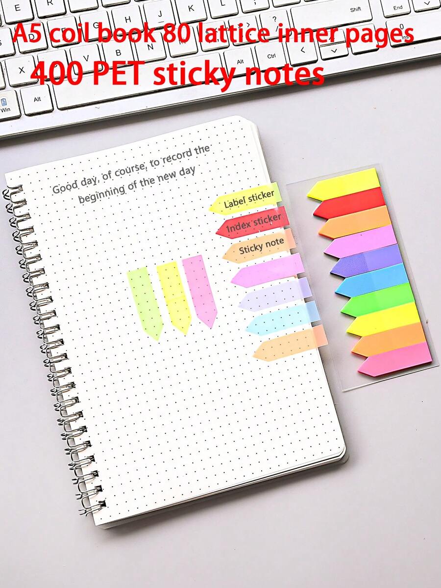 80 Sheets 1 A5 Coil Book 400 Sheets PET Index Label With Dot Matrix ...