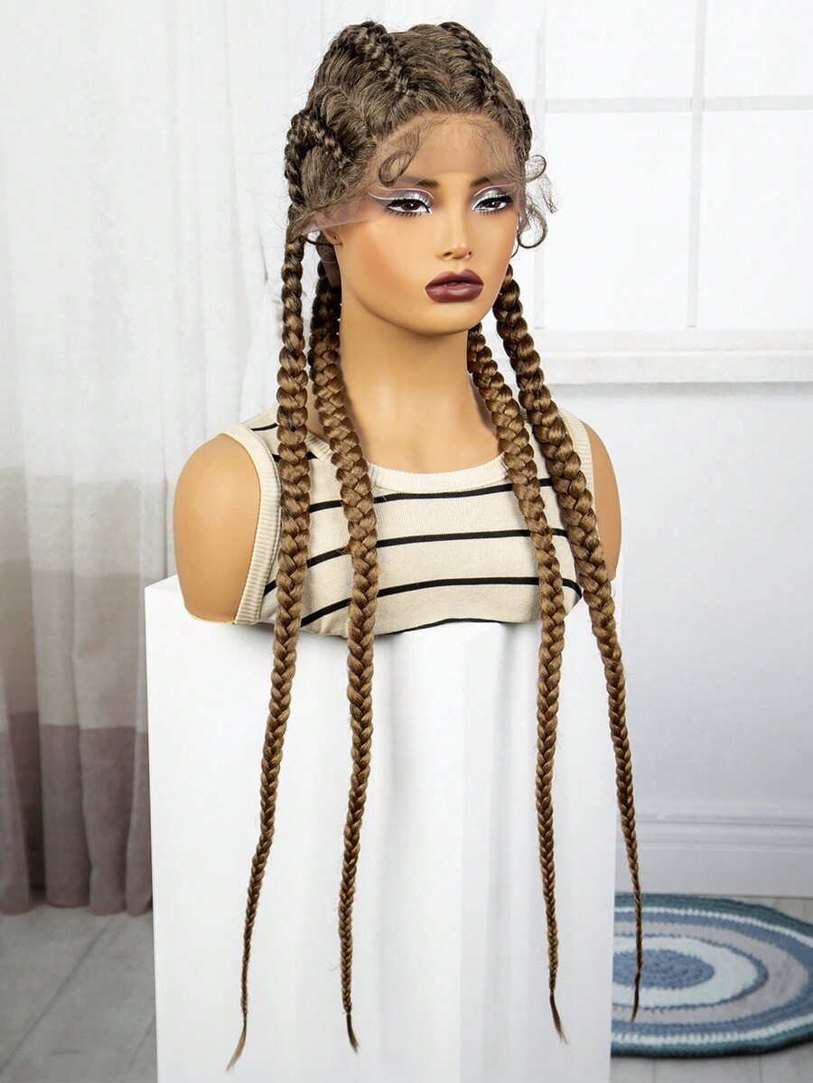 Braided Lace Wig Braided Wigs 4 Braids Box Braid Wigs Cornrow Braided ...