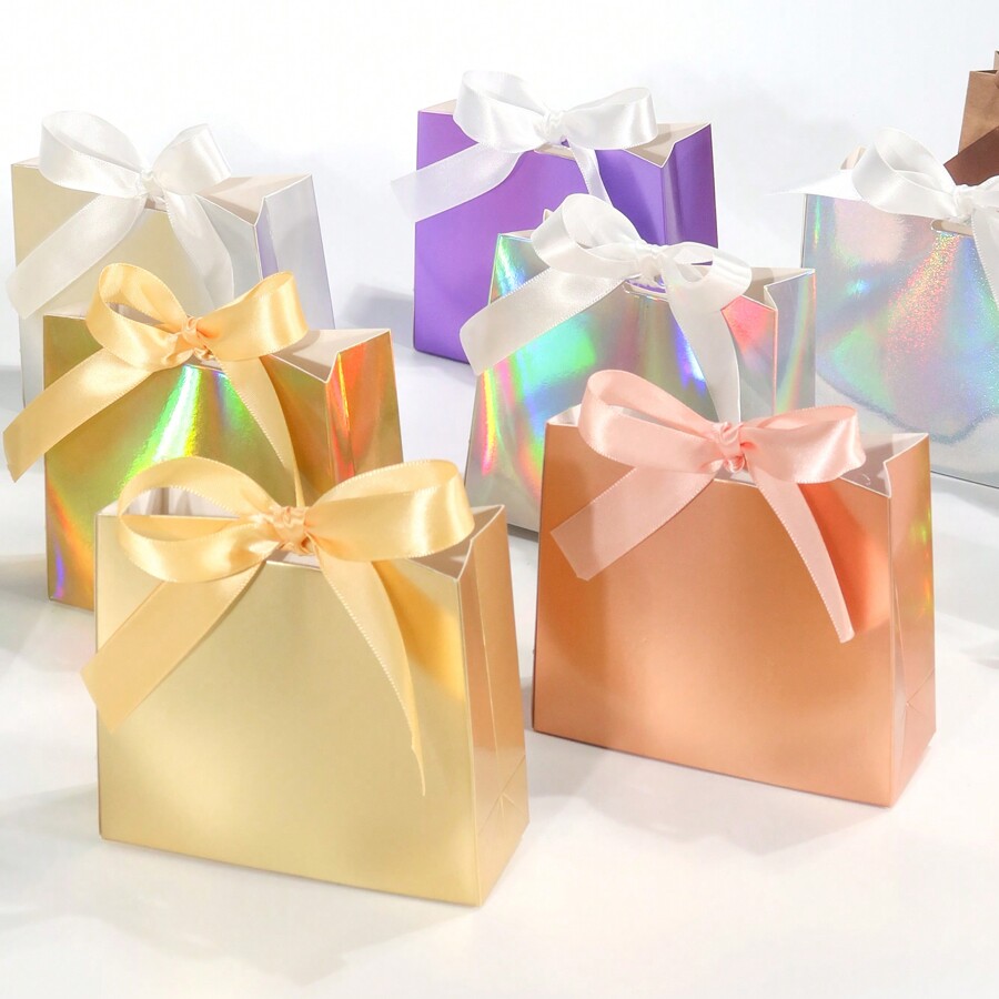 10pcs/20pcs Holographic Laser Mini Gift Bags, 11.5x4.5x10cm, Iridescent ...