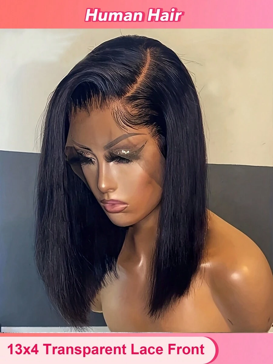 Perruque Bob en cheveux humains 13x4 Lace Front pour . Perruques en cheveux humains avec une ...