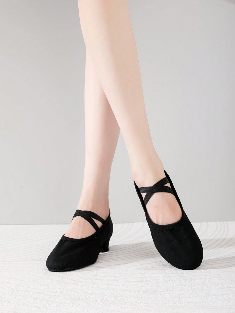 Black Womens Latin Dance Shoes Close Toe Beginner Ballroom Dance ...