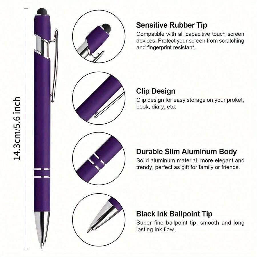 10pcs Premium 10-Pack Of Deep Purple Ballpoint Pens With Touchscreen ...