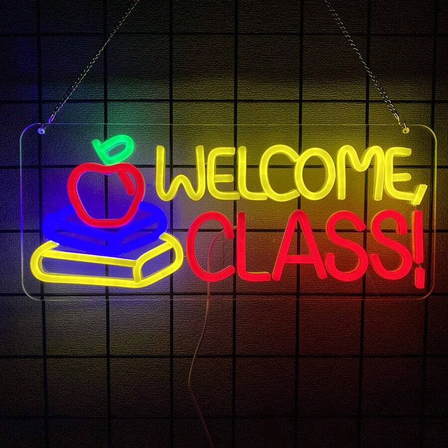 Welcome Class Neon Sign,Neon Light Student LED Neon Light Colorful Neon ...