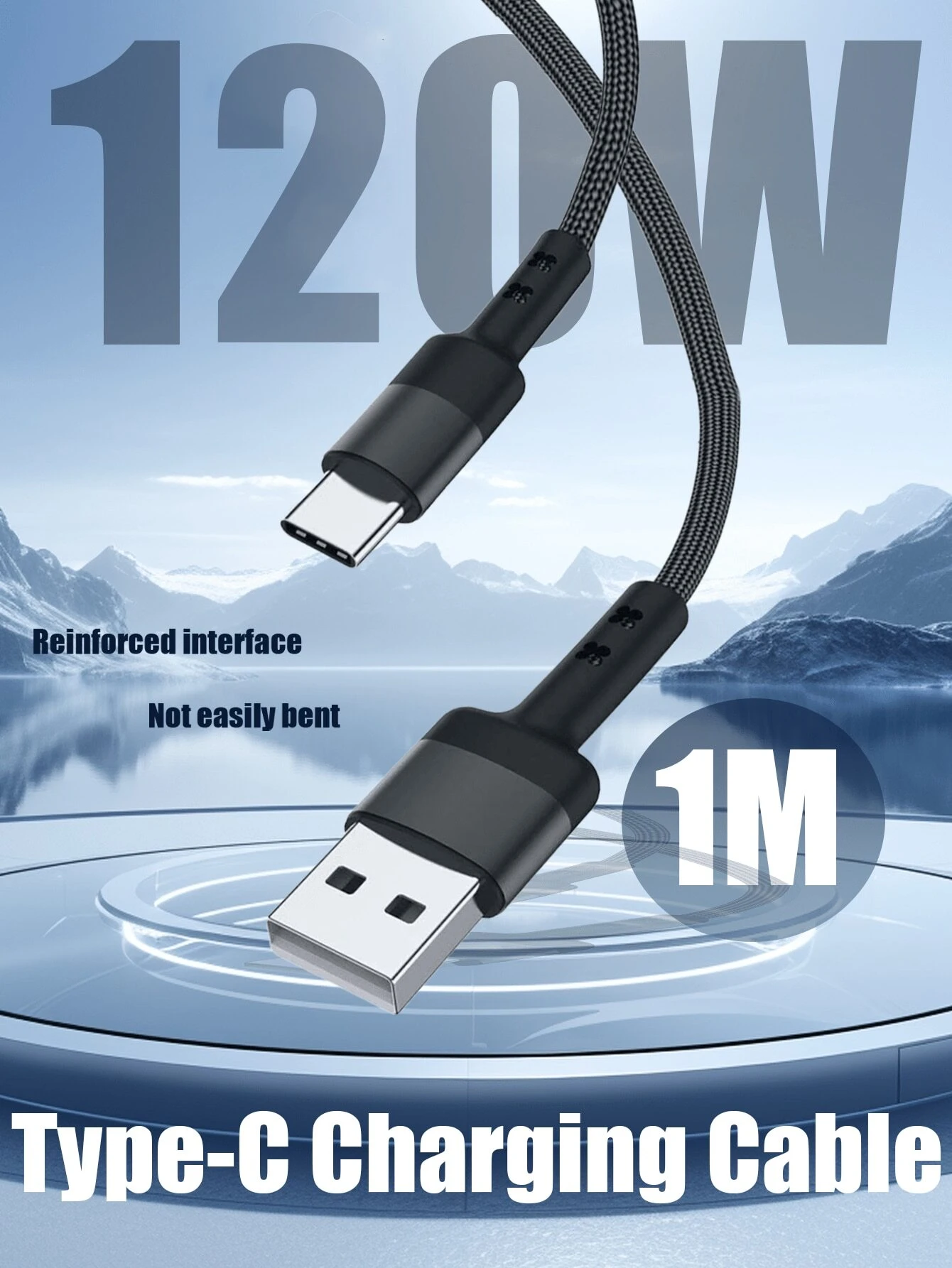 USB To TYPE-C Interface Data Cable, 120W Ultra-High Power, Black 1M ...