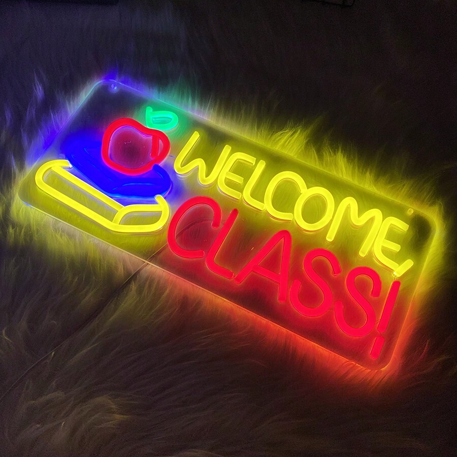 Welcome Class Neon Sign,Neon Light Student LED Neon Light Colorful Neon ...