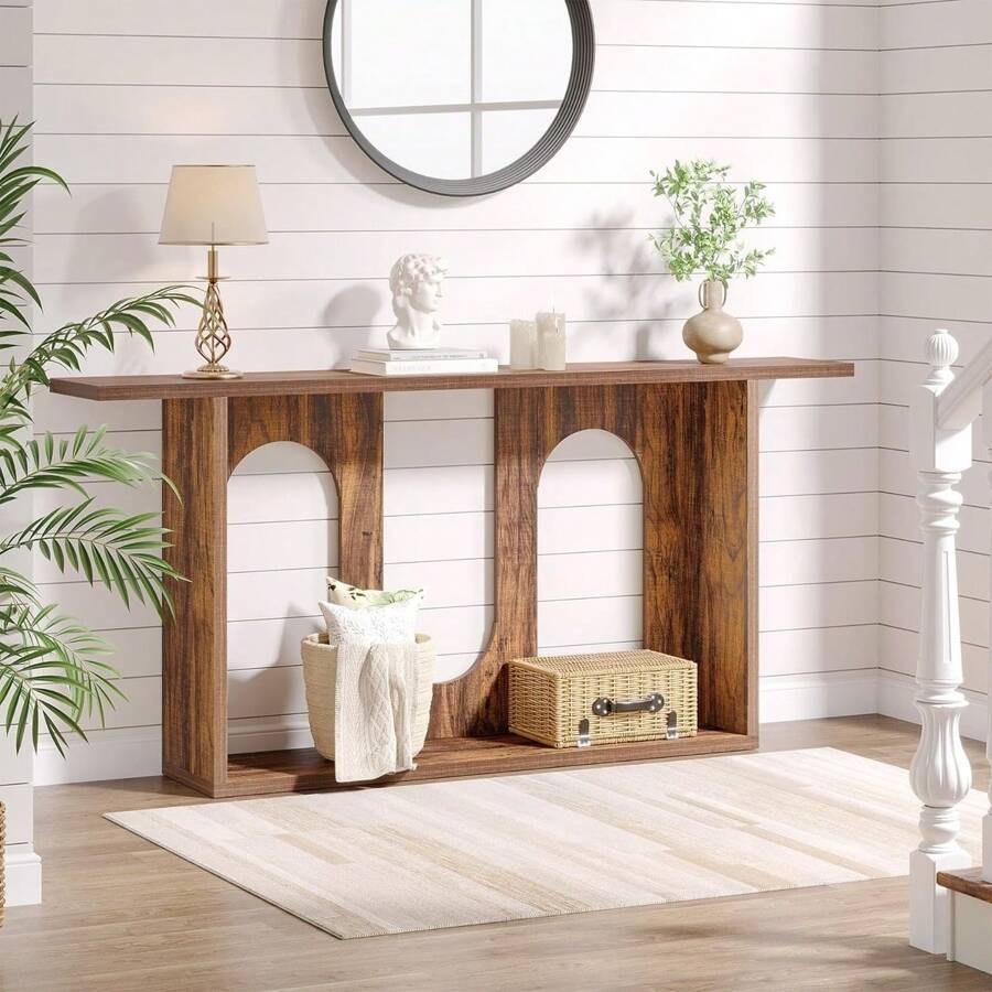 Tribesigns 70.9 Inch Farmhouse Console Table Rustic Brown Entryway ...