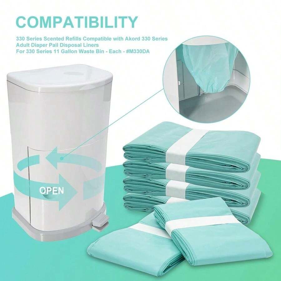 Green Lightly Scented Diaper Pail Liner Refills Bags Compatible With ...