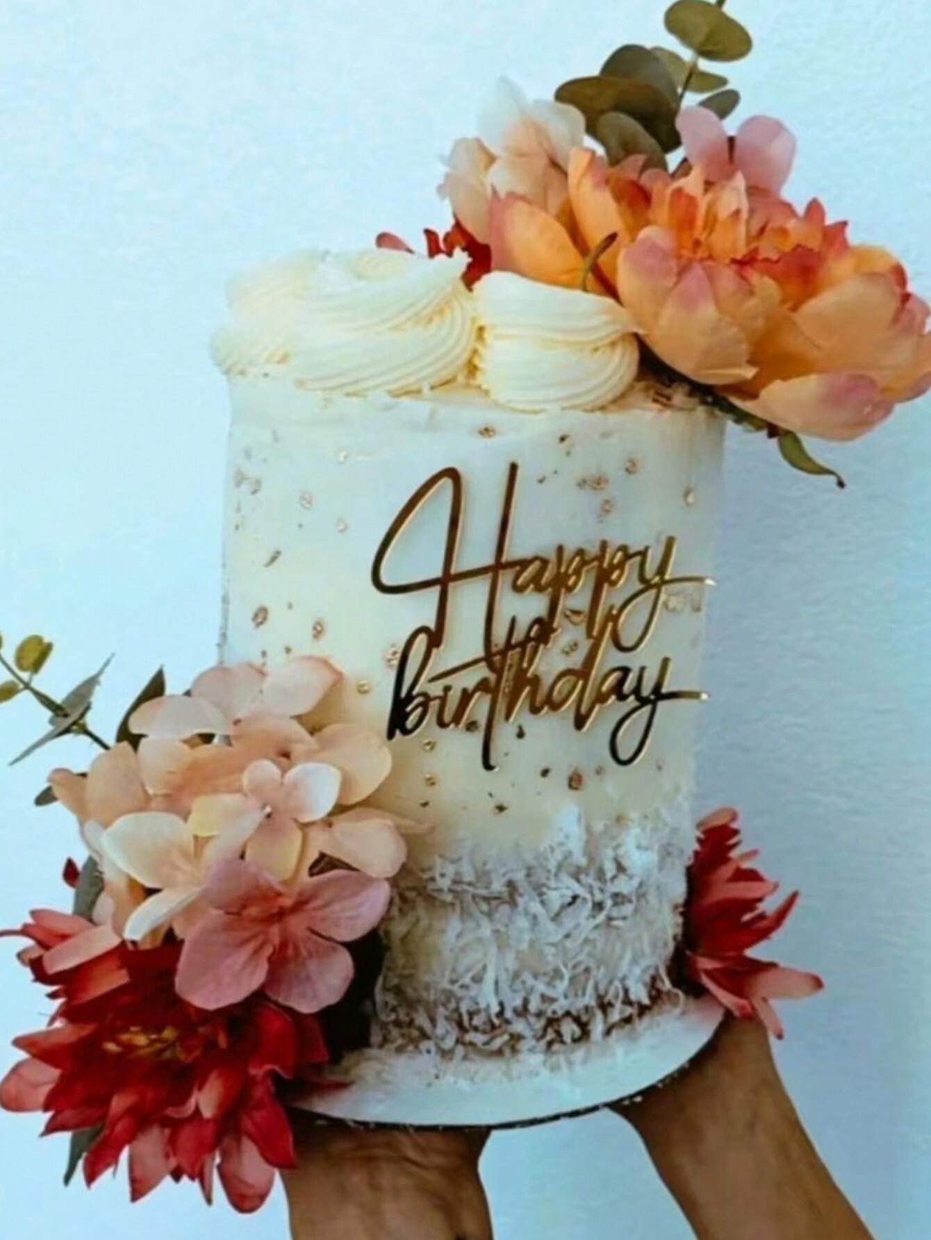 10Pcs Numbers 0~9 Golden Cake Topper And Art Fonts 'Happy Birthday'Cake ...