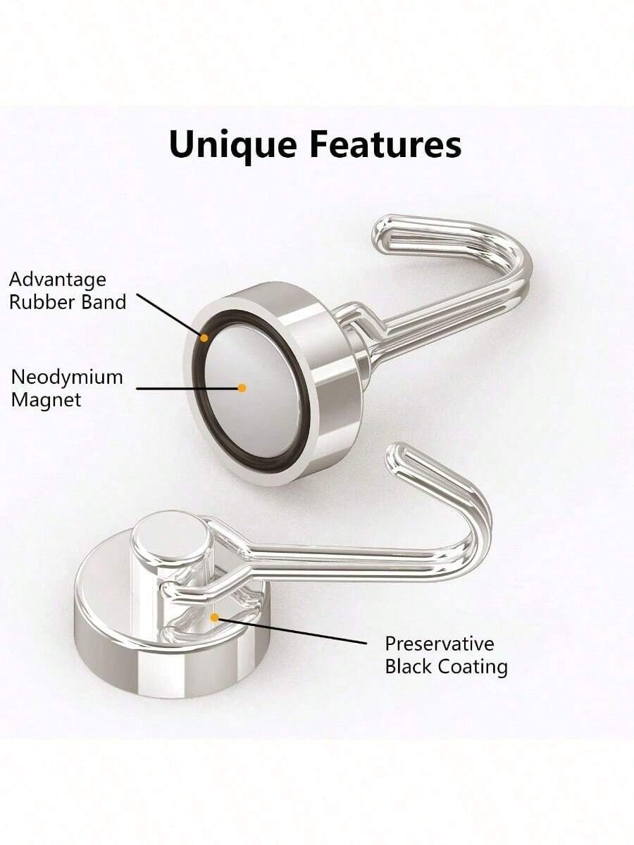 3/6/12/20pcs Silver And Black Magnetic Hooks Cruis Heavy Duty Neodymium ...