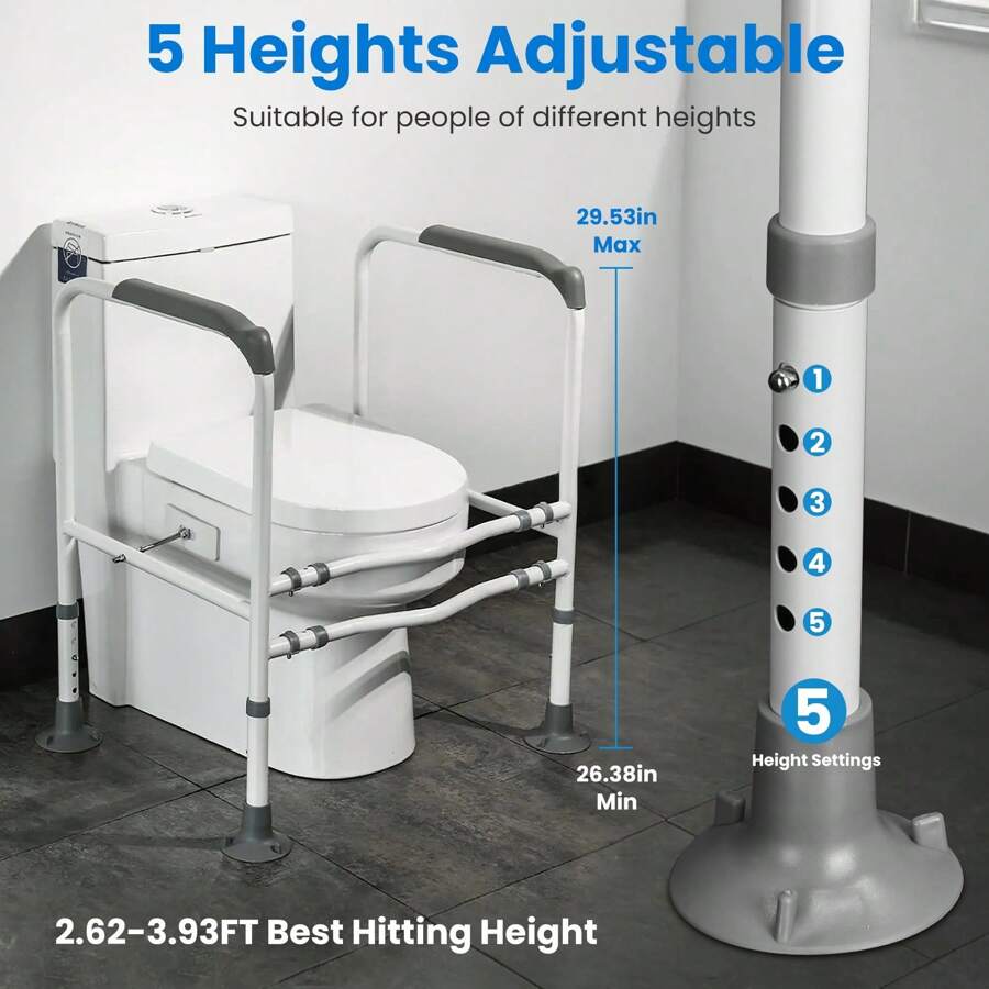 Moclever Adjustable Toilet Rails Stand Alone Toilet Frame With ...