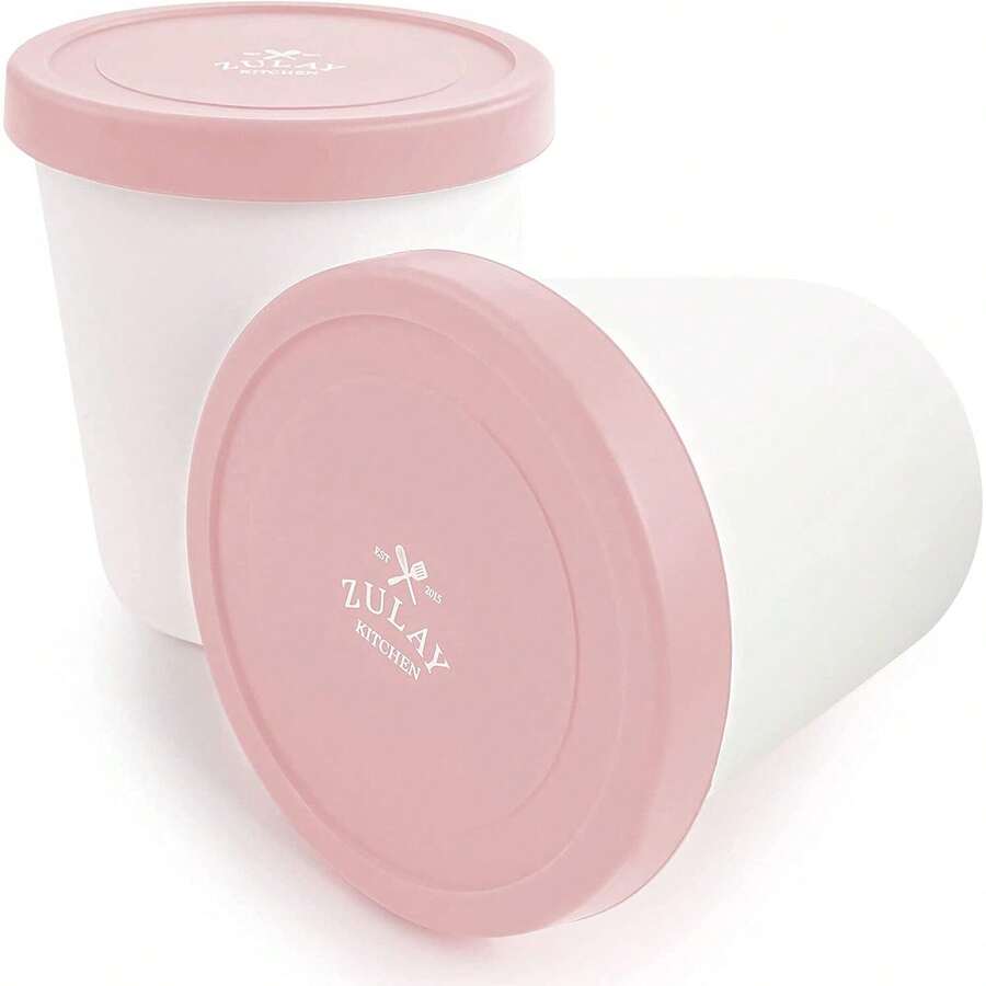 Zulay Kitchen 2 Pack 1 Quart Ice Cream Containers For Homemade Ice ...