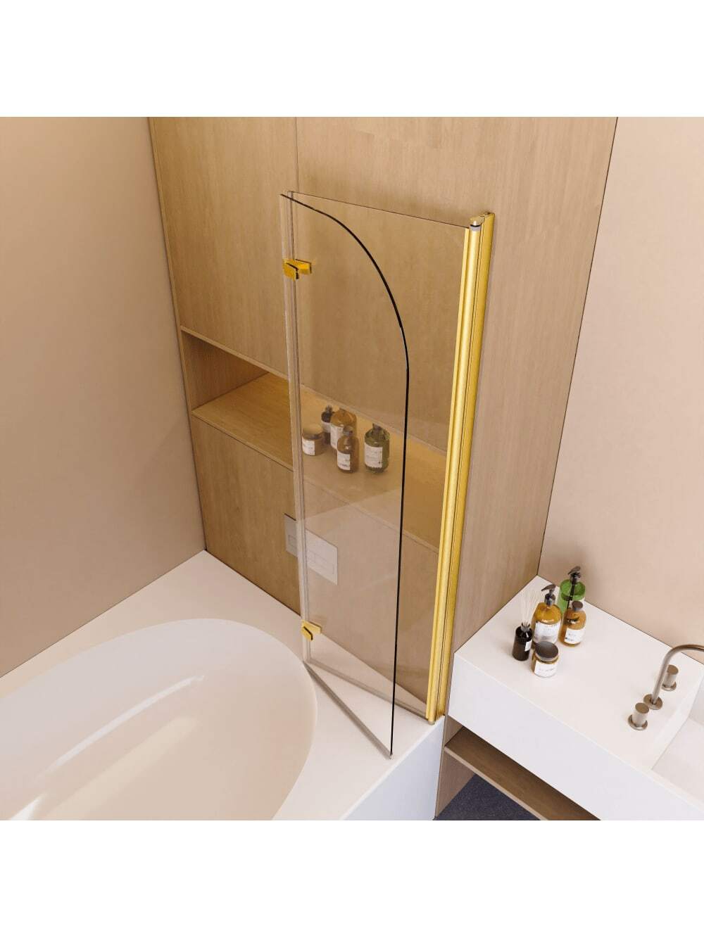 34" W X 58" H Frameless Folding Pivot Bathtub Door, 1/4" (6mm) Thick ...