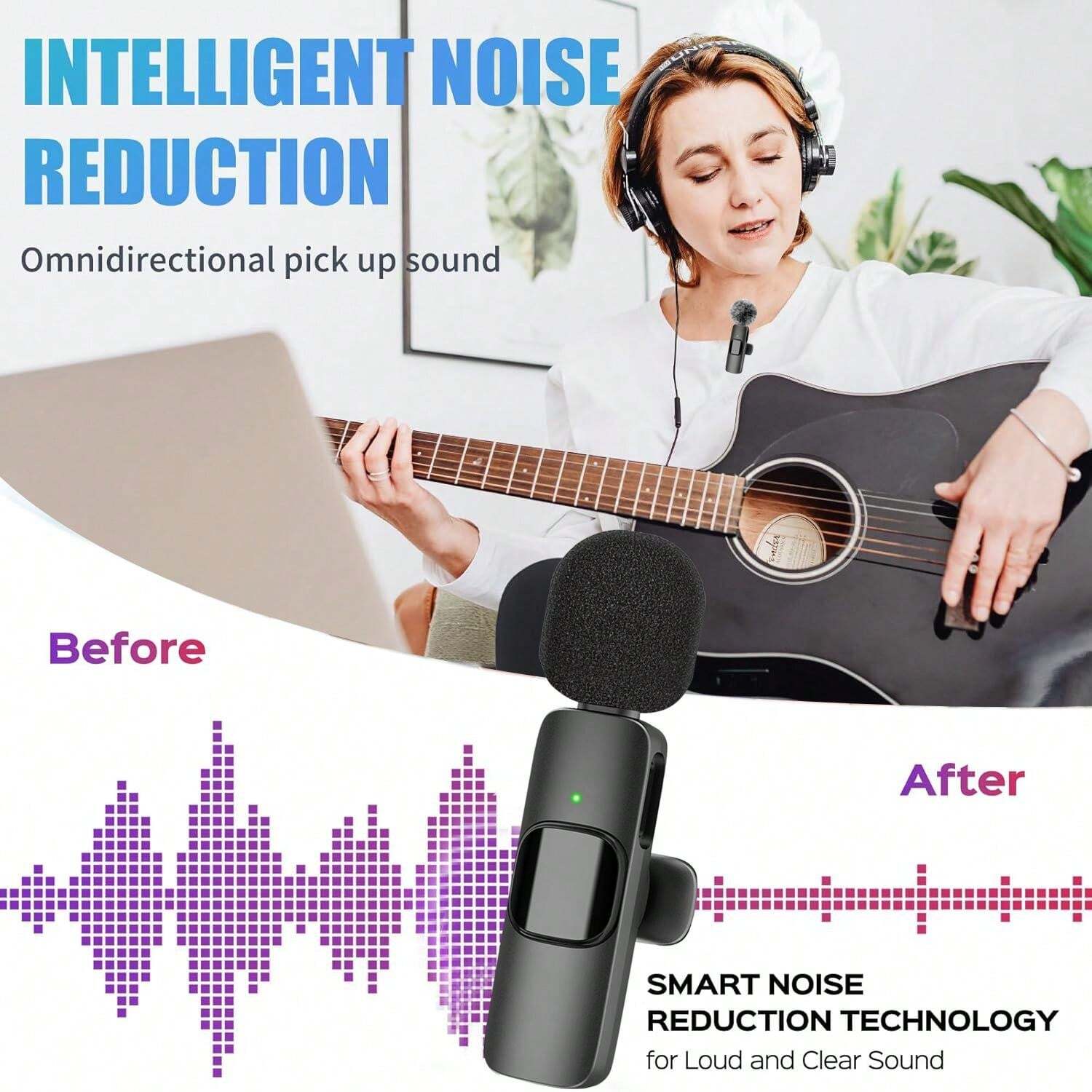 Wireless Lavalier Microphones Compatible With Iphone, IPad, Android ...