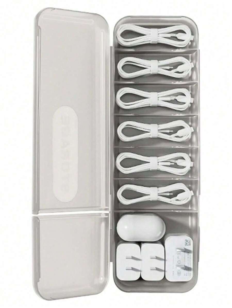 Desk Organizer Box With Divided Compartments & Dual-Lid For Cable ...